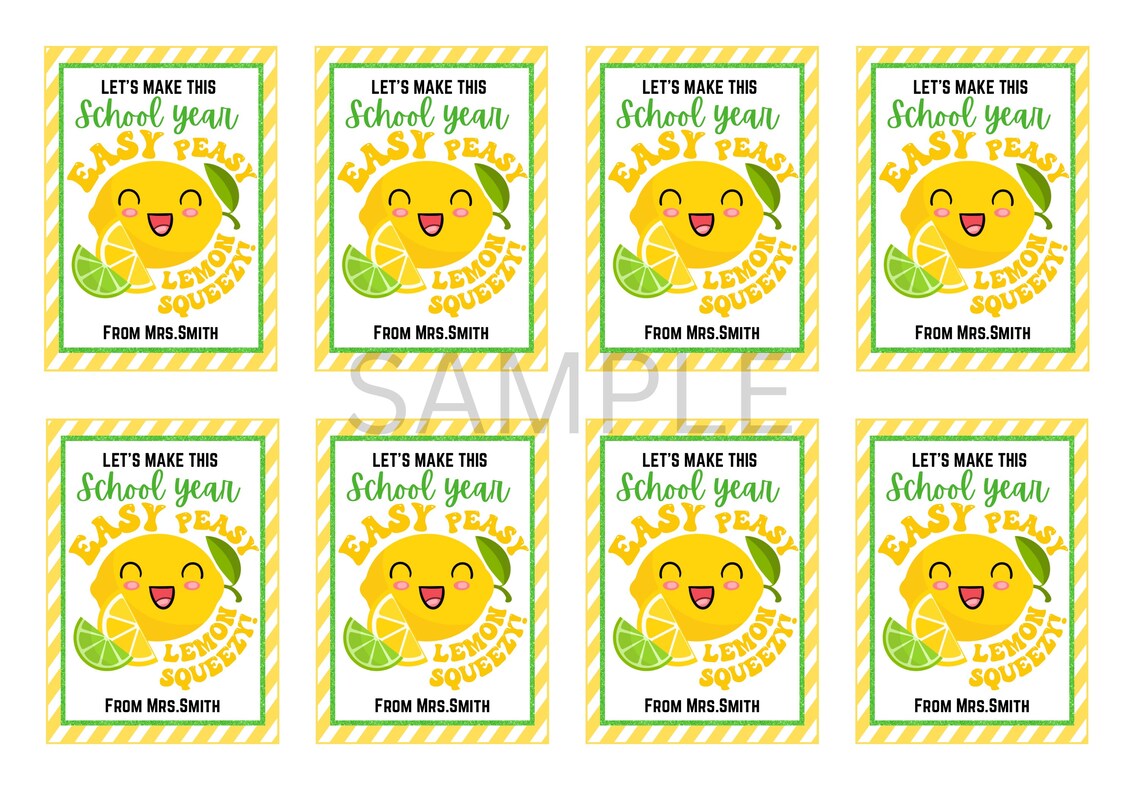 Printable Lemon Back to School Tag Editable Easy Peasy Lemon Squeezy ...