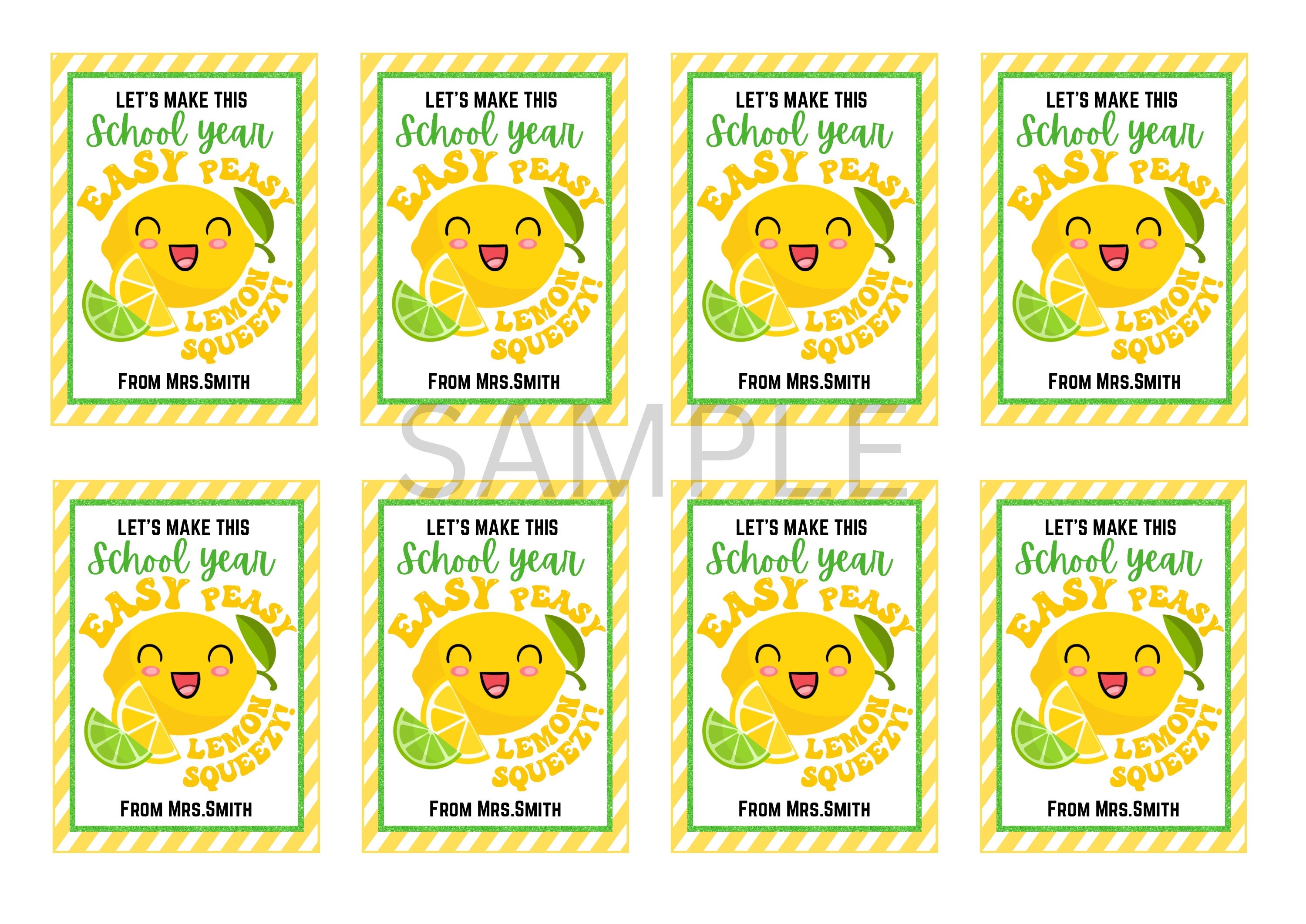 Printable Lemon Back to School Tag Editable Easy Peasy Lemon Squeezy ...