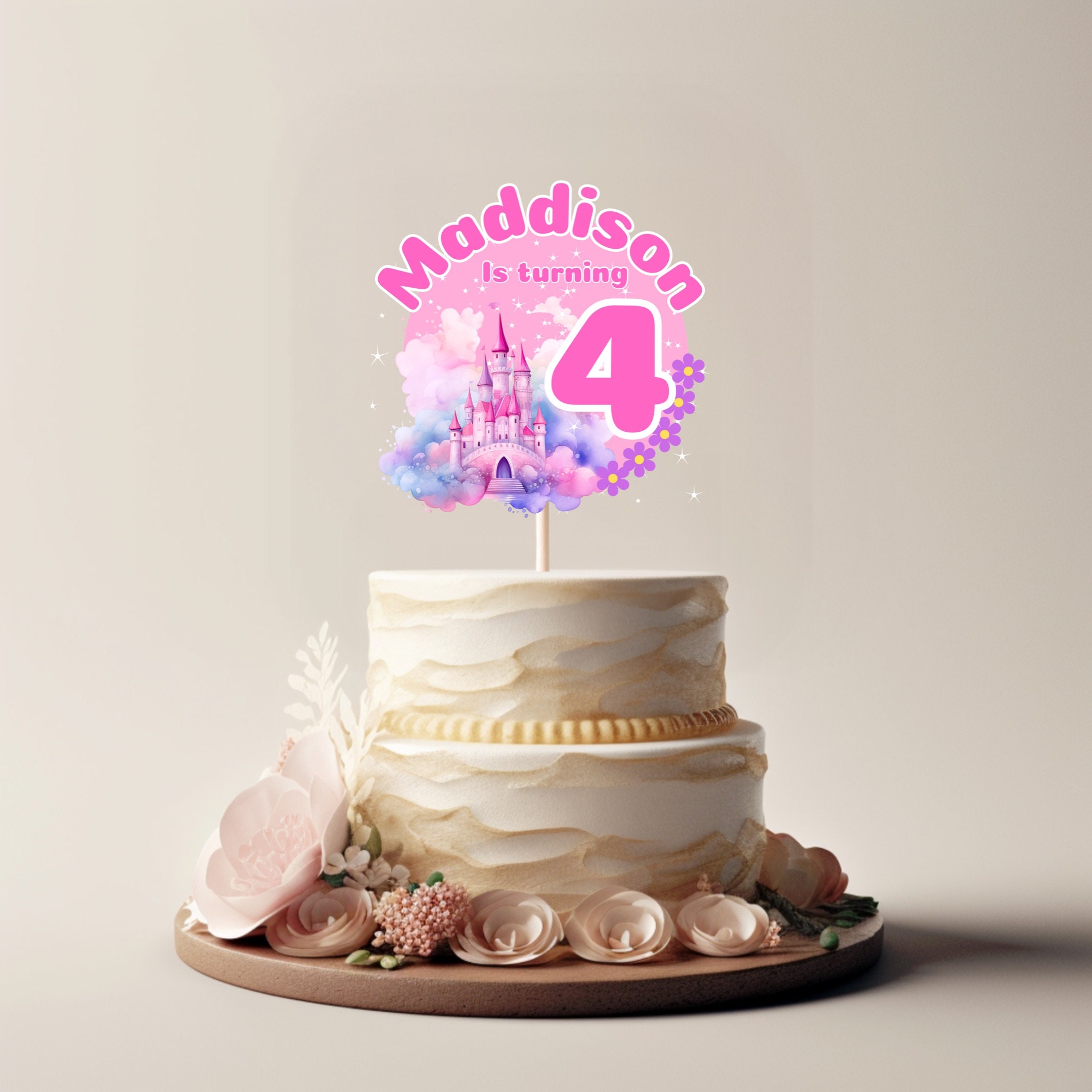 Printable Princess Castle Birthday Cake Topper Personalised Cake Topper ...