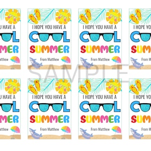 Printable End of School Year Tag Editable Cool Summer Beach Pool Party ...