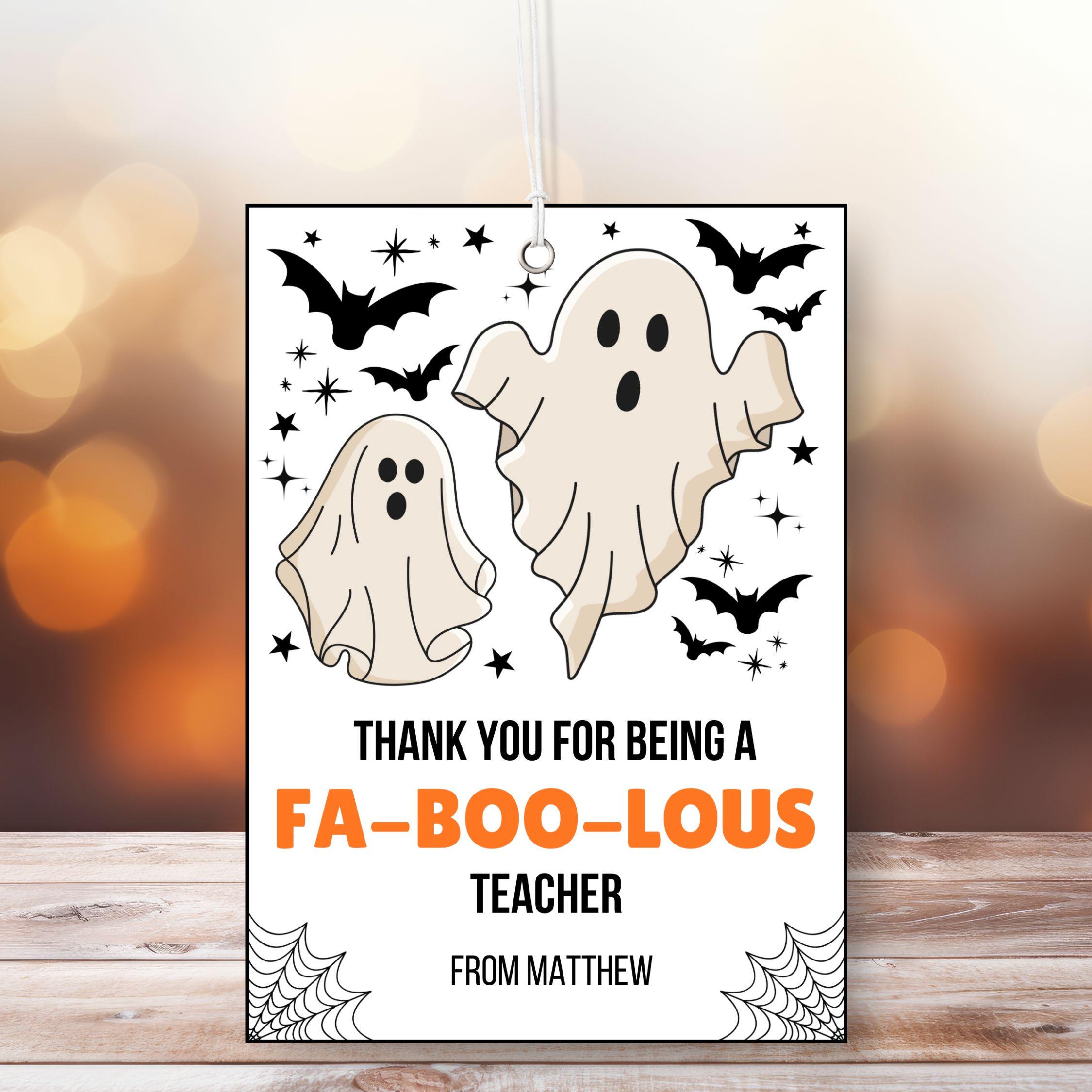 Printable Halloween Faboolous Gift Tag Editable Teacher Halloween Gift ...