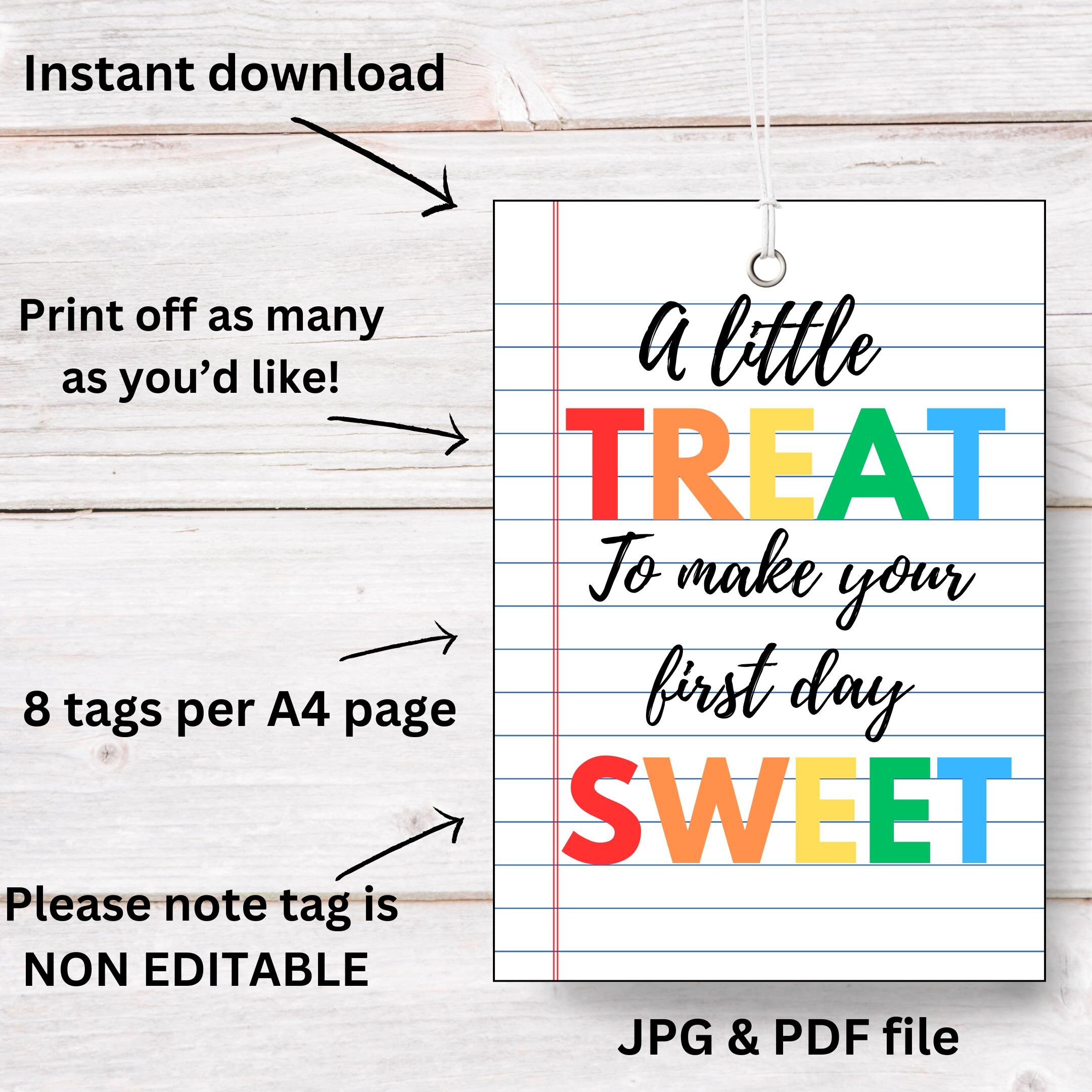 Printable Back to School Gift Tag Treat to Make Your First Day Sweet ...