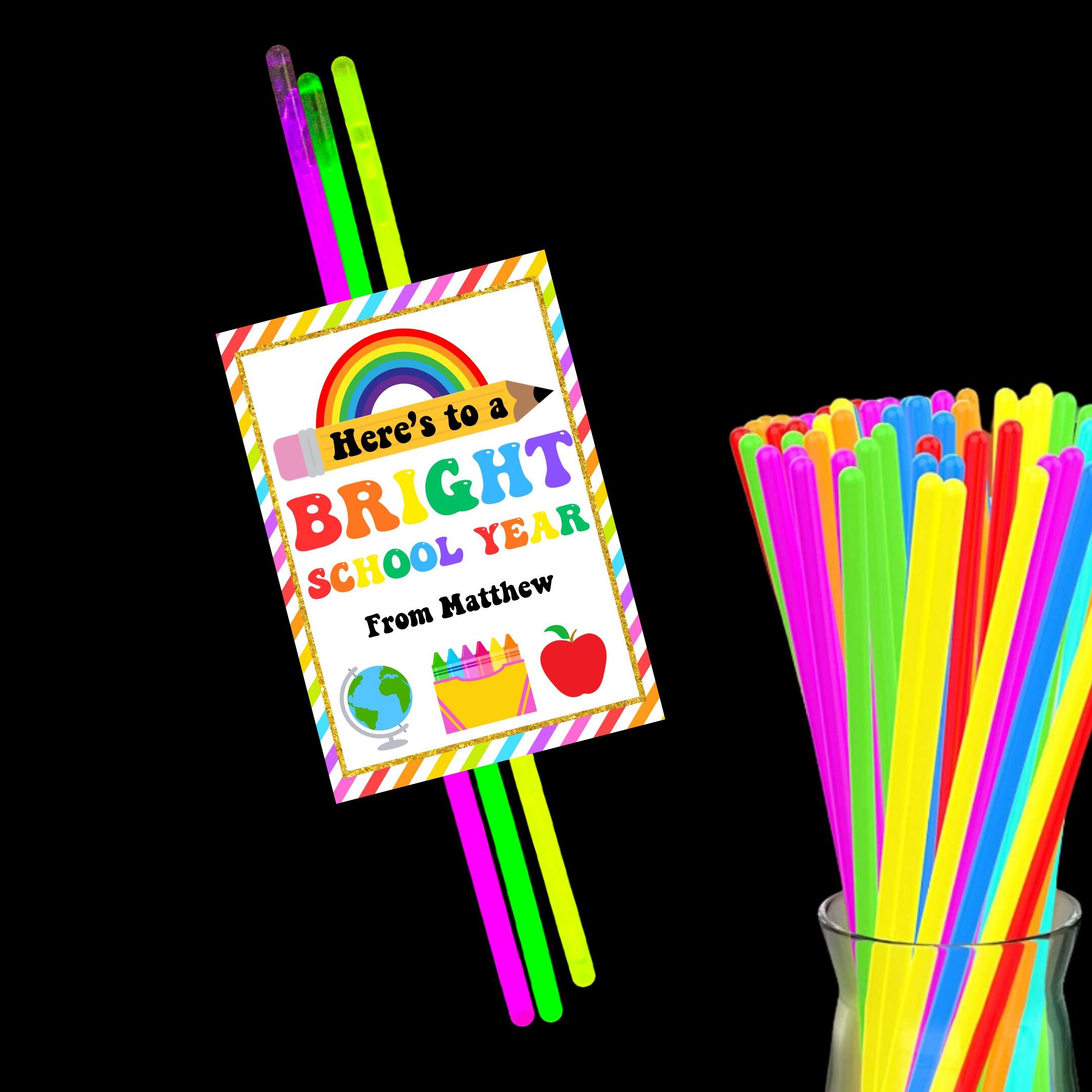 Printable Glow Stick Back to School Tag Editable Flashlight Gift Tag ...