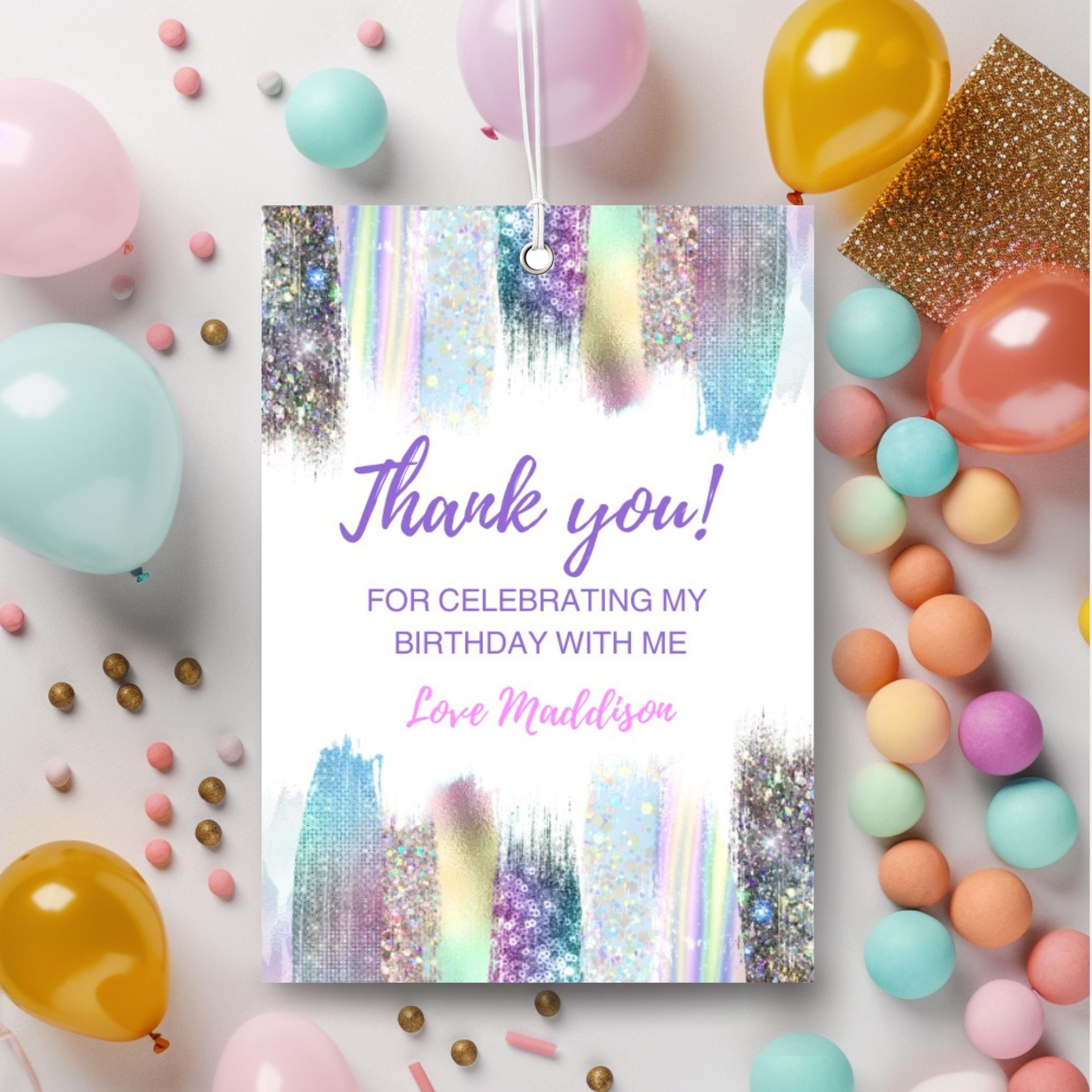 Printable Glitter Sparkly Girls Birthday Party Favor Tags Template ...