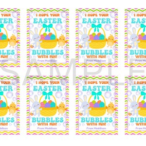 Printable Easter Bubbles Gift Tag Editable Bunny School Classroom ...