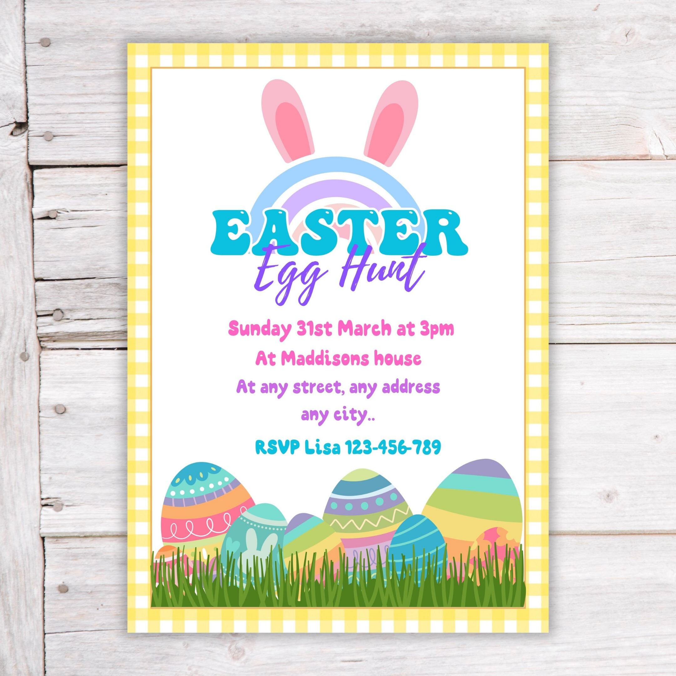 Printable Easter Egg Hunt Editable Template Invite Easter Party ...