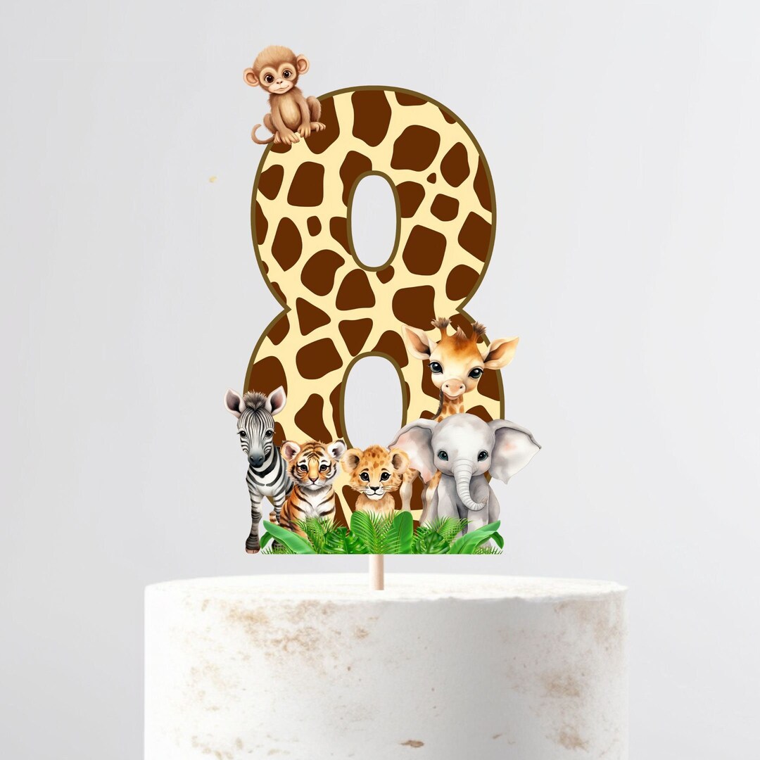 Printable Jungle 8th Birthday Cake Topper Jungle Safari Party Jungle ...