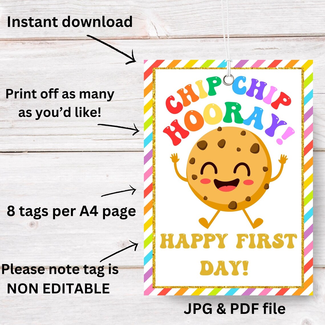 Printable Back to School Gift Tag Chip Chip Hooray Sweet Treat Tag NON ...