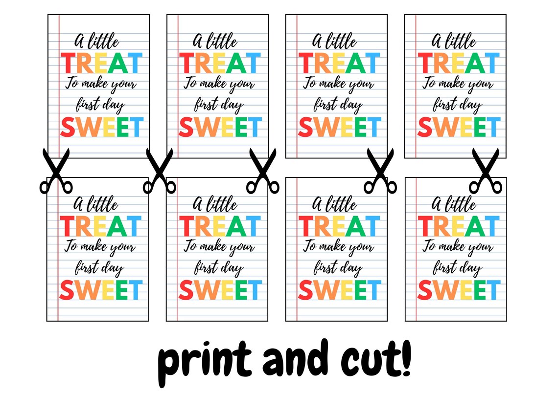 Printable Back to School Gift Tag Treat to Make Your First Day Sweet ...