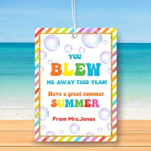 Printable You Blew Me Away This Year Tag Editable Colourful Bubbles ...
