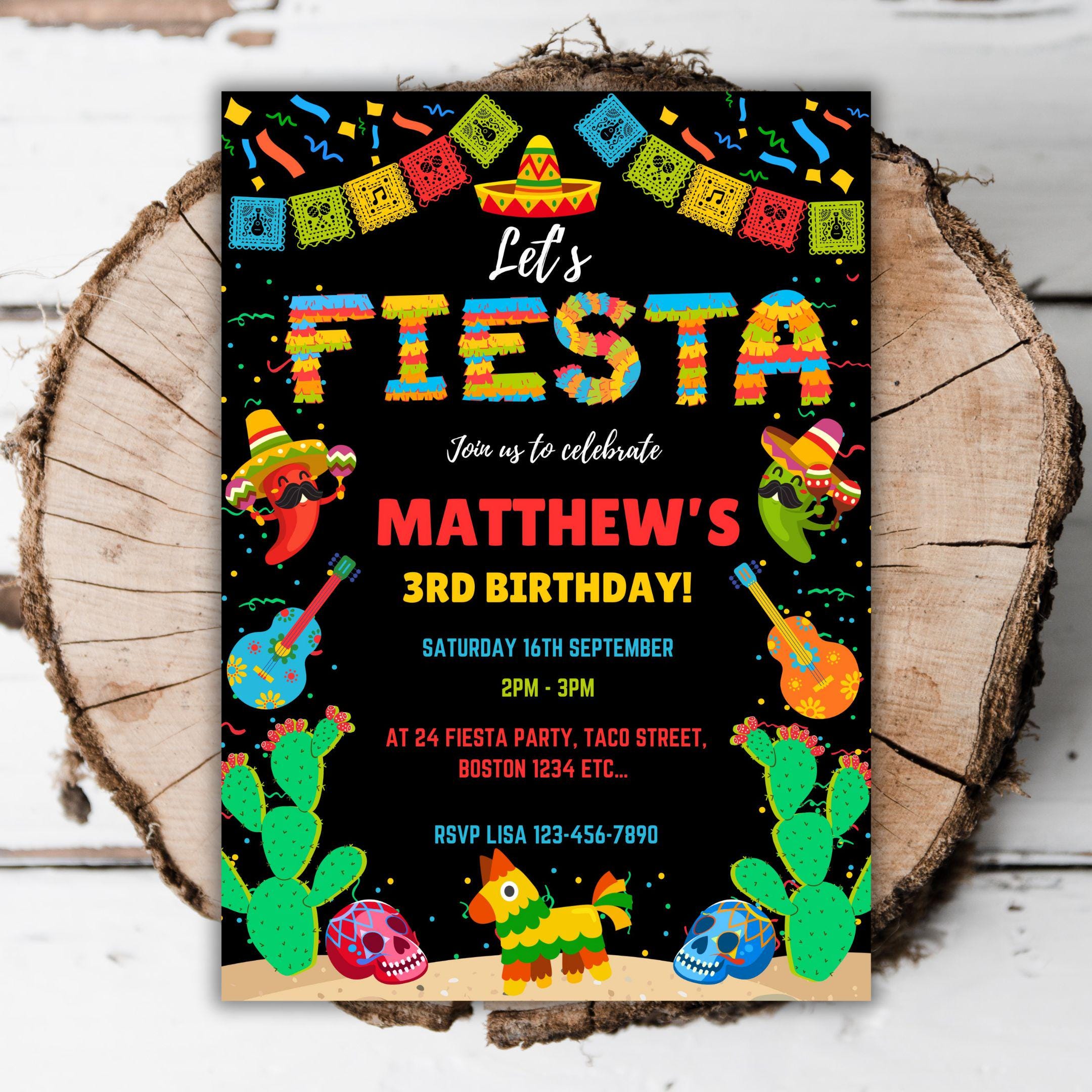 Printable Mexican Birthday Invitation Fiesta Party Editable Mexican ...