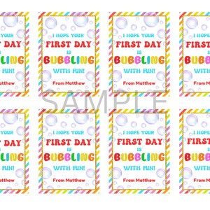 Printable Back to School Gift Tag Editable Colourful Glittery Bubbles ...