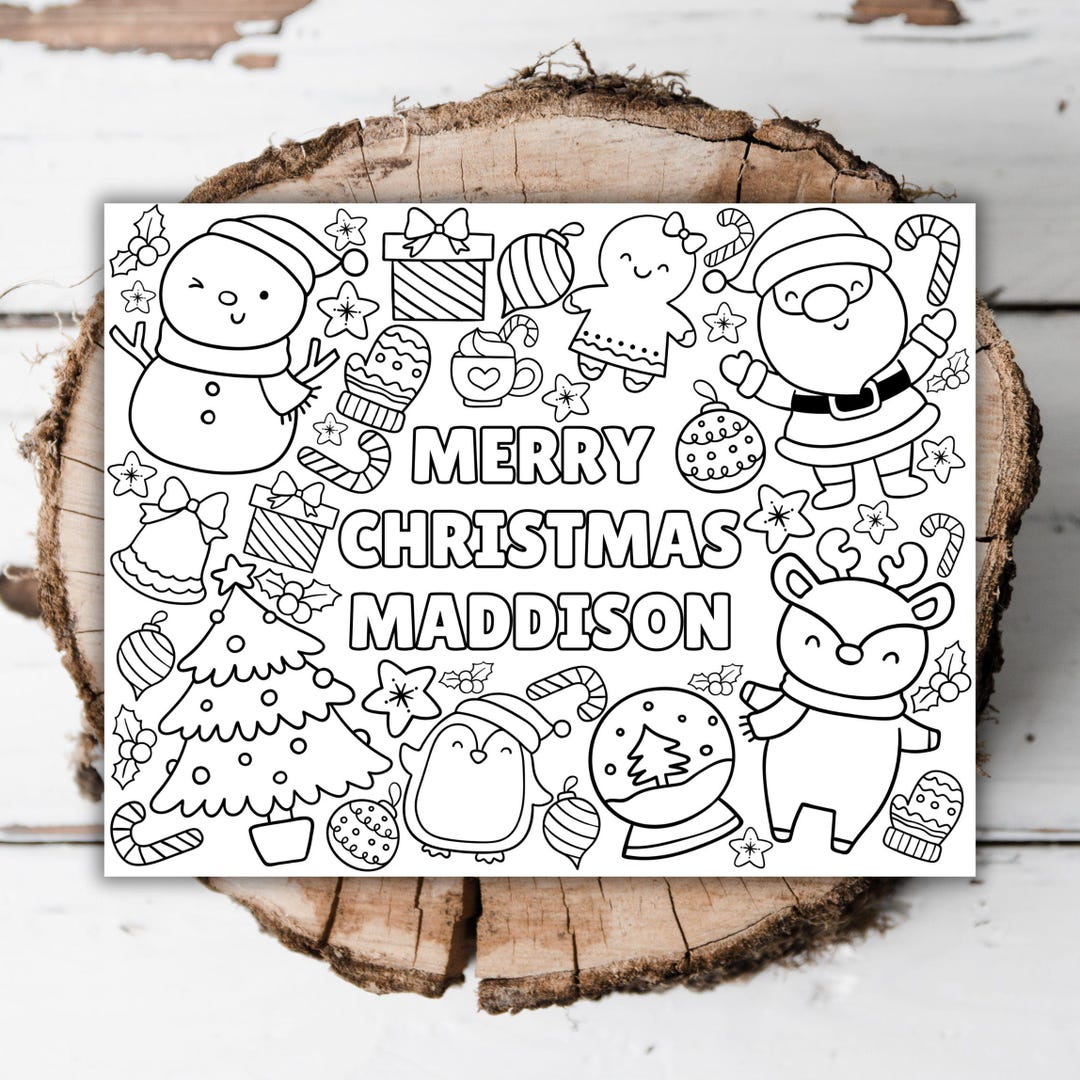 Printable Christmas Colouring Page Personalised Christmas Day Table Mat ...