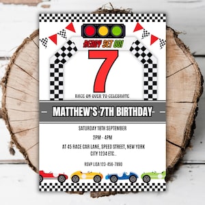 Printable Race Car 7th Birthday Invitation Boys 7th Birthday Fast ...
