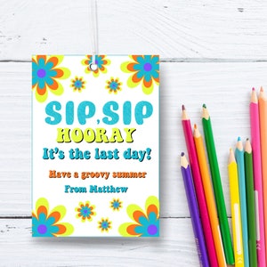 Printable Sip Sip Hooray Groovy Straw Tag Editable Silly Straw Gift Tag ...