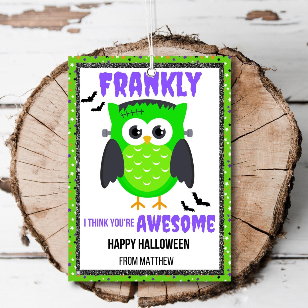 Printable Happy Halloween Gift Tag Editable Frankenstein School ...