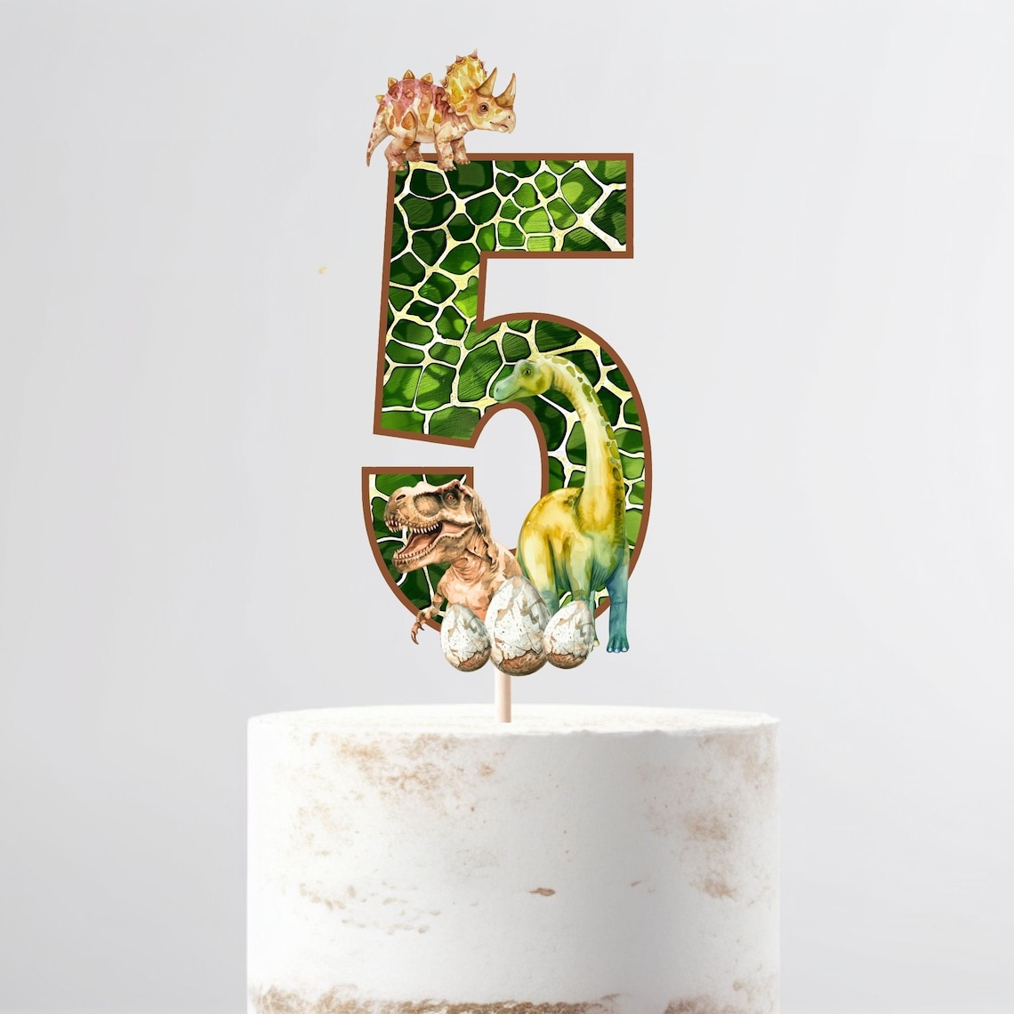 Printable Dinosaur 5th Birthday Cake Topper Jurassic Dino Party ...