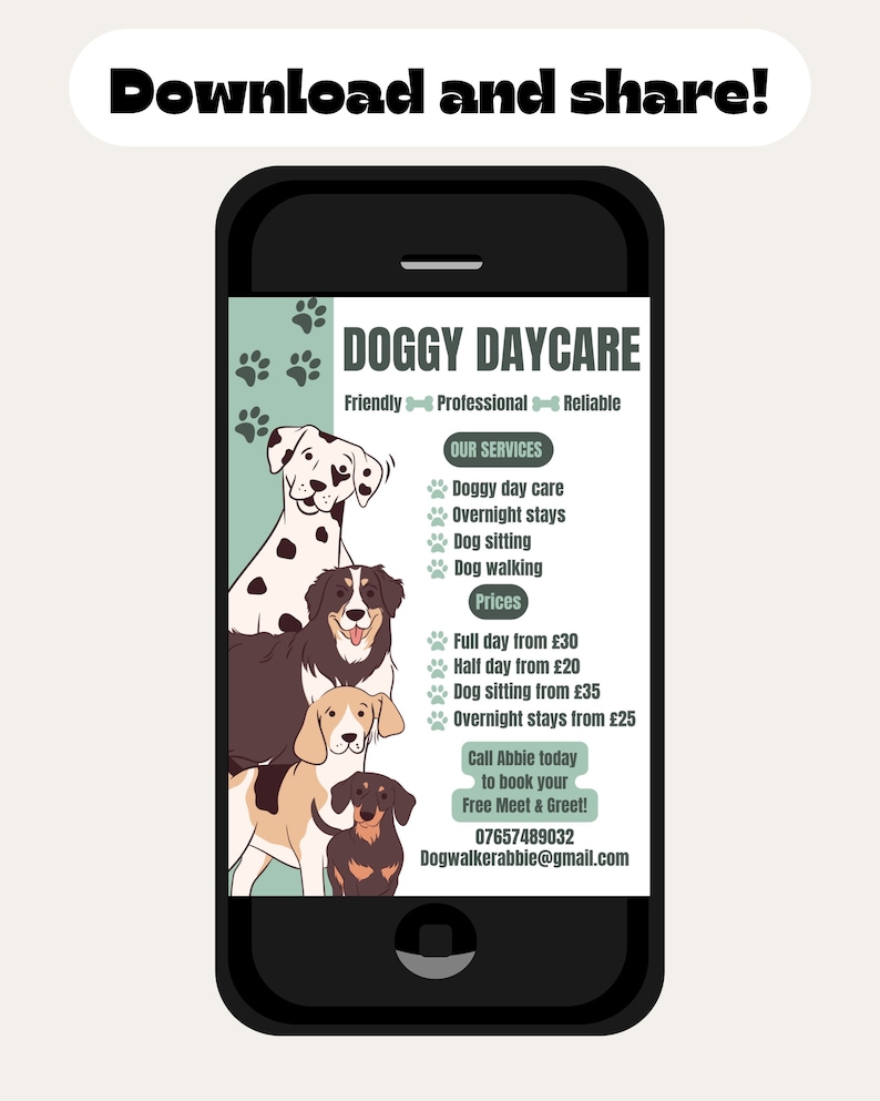 Printable Doggy Daycare Business Flyer Dog Sitting Flyer Dog Daycare ...