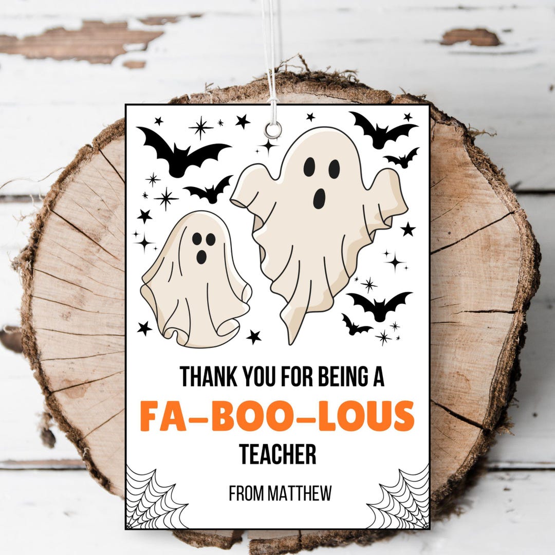 Printable Halloween Faboolous Gift Tag Editable Teacher Halloween Gift ...