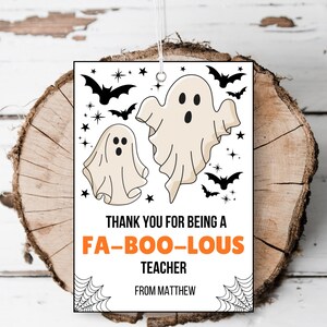 Printable Halloween Faboolous Gift Tag Editable Teacher Halloween Gift ...