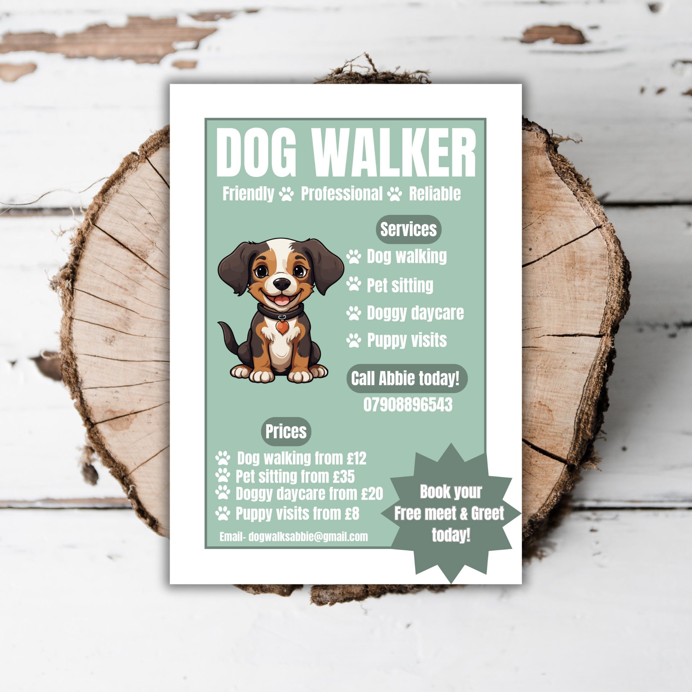 Printable Dog Walking Business Flyer Dog Sitting Flyer Doggy Daycare ...