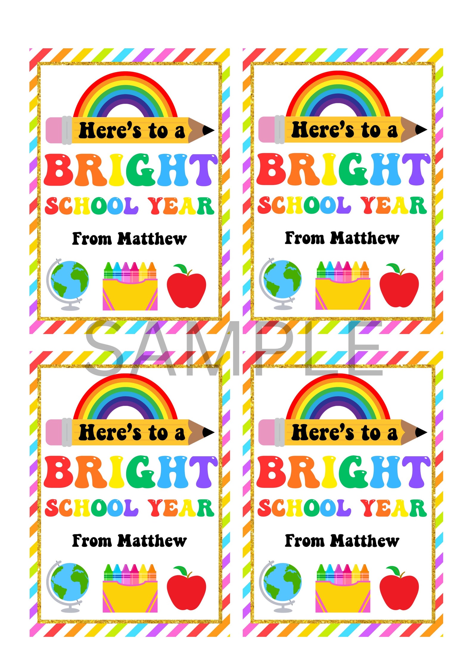 Printable Glow Stick Back to School Tag Editable Flashlight Gift Tag ...