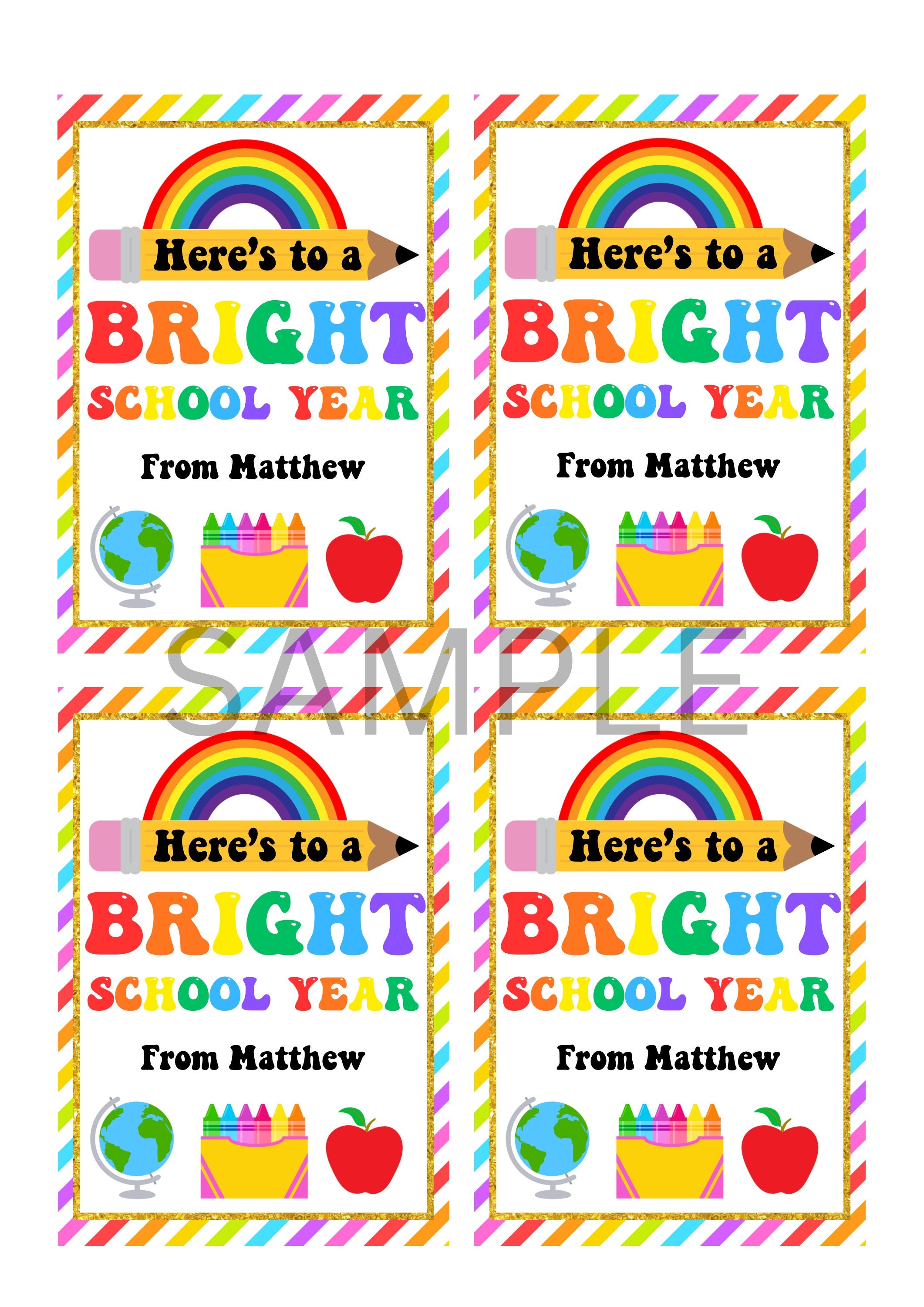 Printable Glow Stick Back to School Tag Editable Flashlight Gift Tag ...