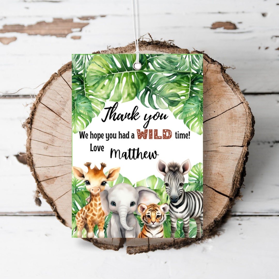 Printable Jungle Safari Wild Animals Birthday Party Favor Tags Template ...