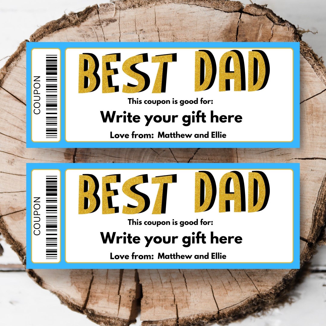 Printable Father’s Day Gift Coupons Gold Best Dad Gift Vouchers From ...