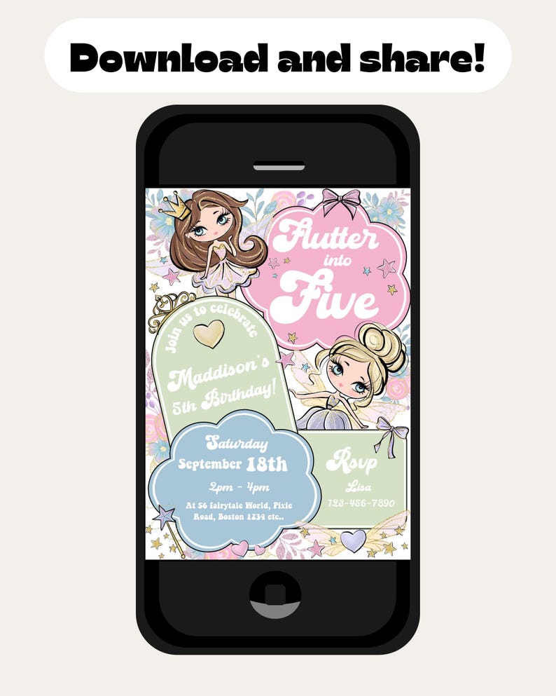 Printable Fairy 5th Birthday Party Invitation Magical Pixie Editable ...