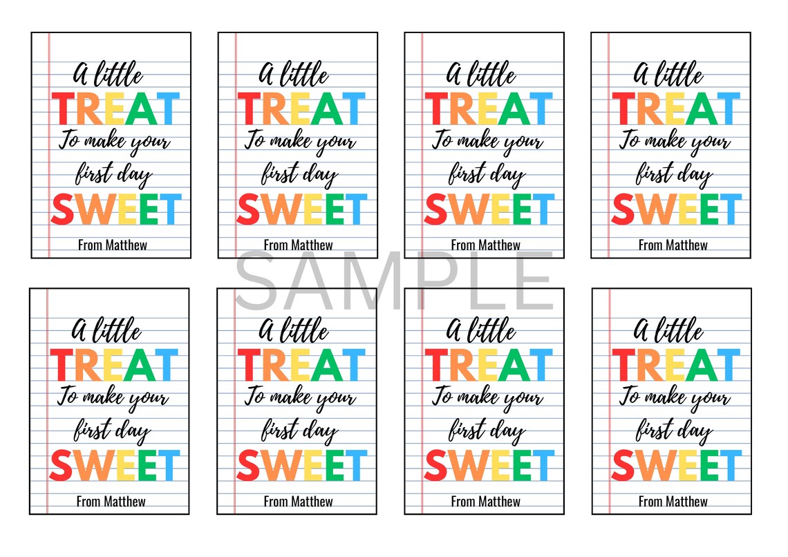 Printable Back to School Gift Tag Editable Sweet Treat Tag First Day ...