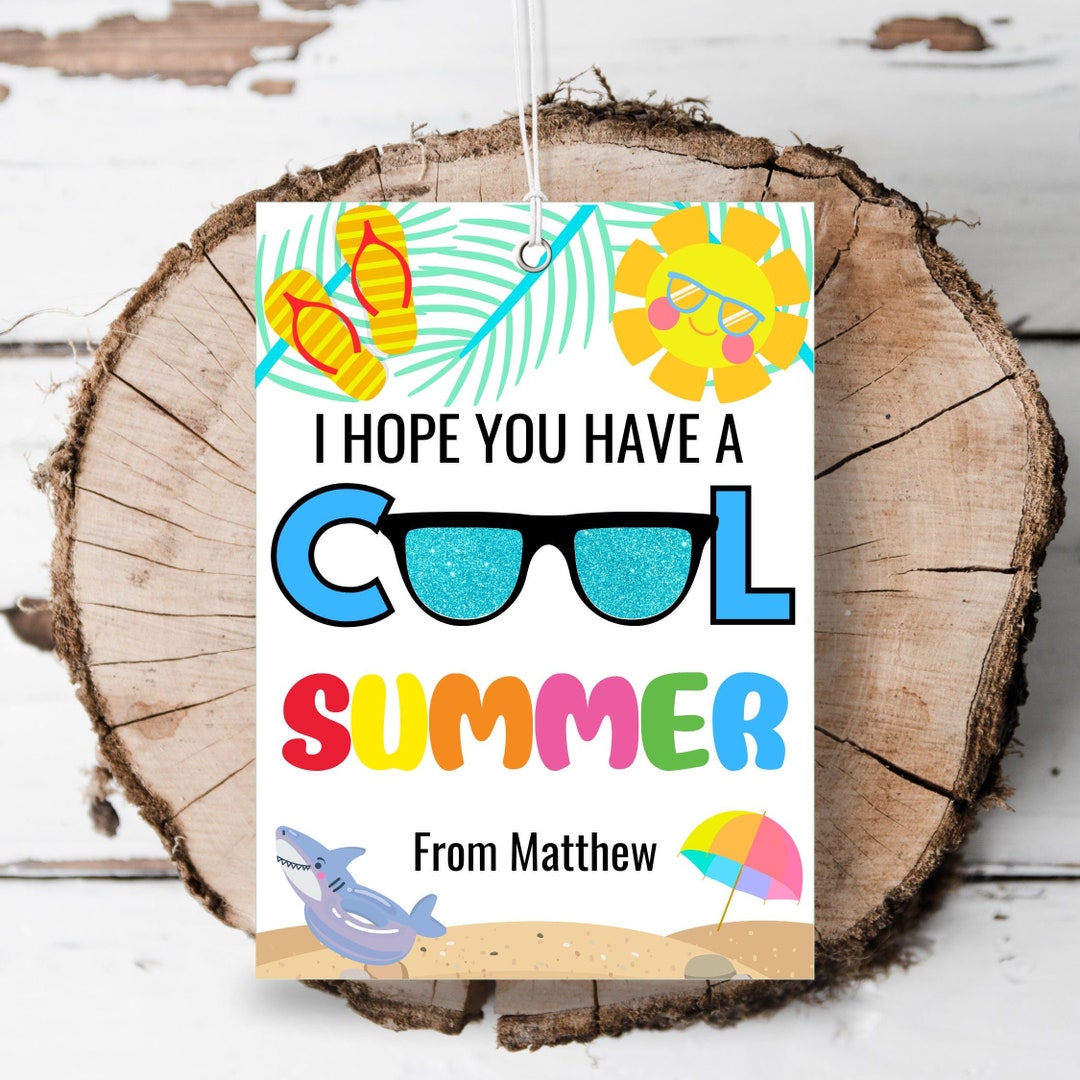 Printable End of School Year Tag Editable Cool Summer Beach Pool Party ...