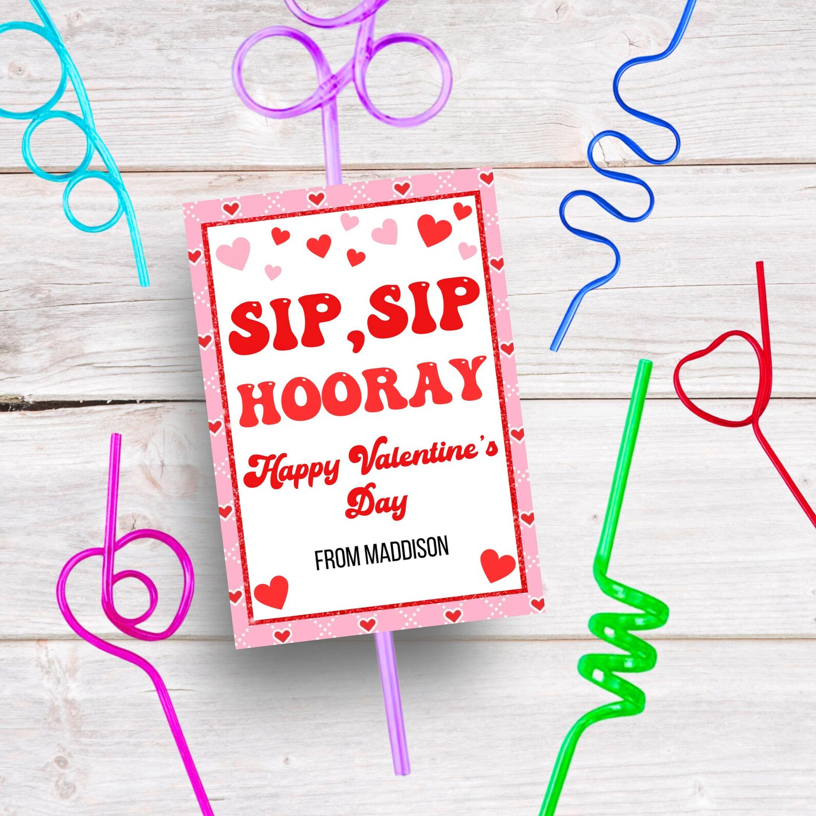Printable Straw Valentine’s Day Tag Editable Silly Straw Gift Tag ...
