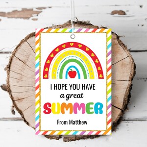 Printable End of School Year Tag Editable Colourful Rainbow Glitter ...