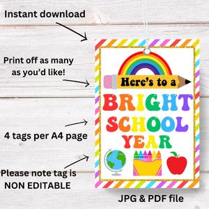 Printable Glow Stick Back to School NON EDITABLE Flashlight Gift Tag ...