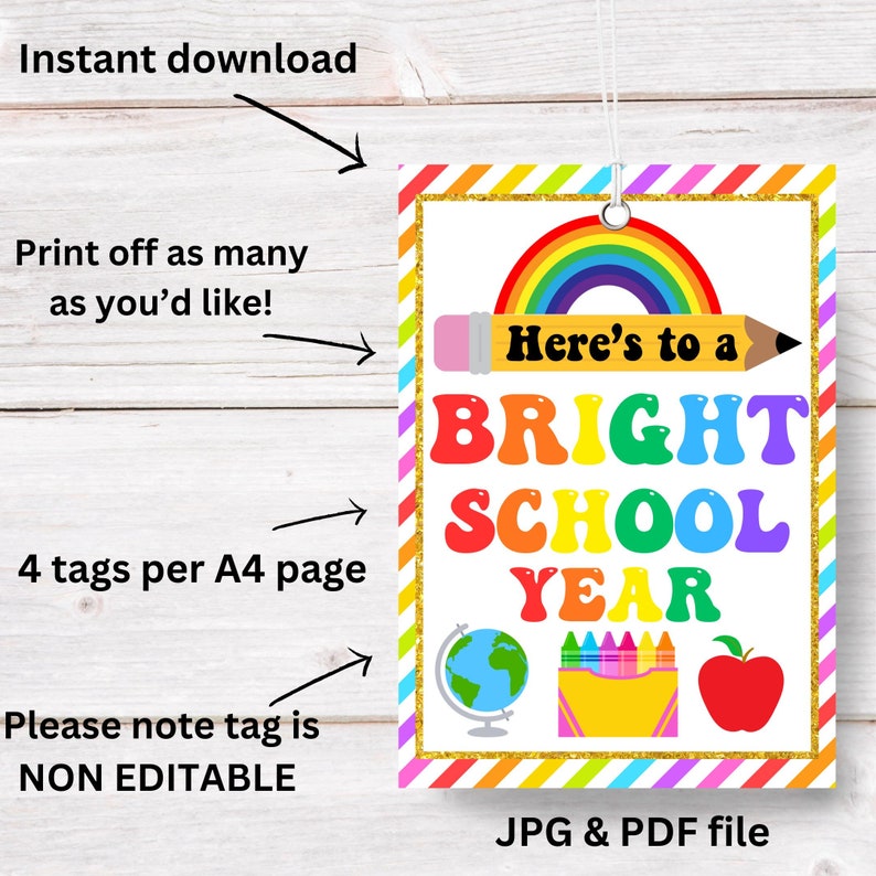 Printable Glow Stick Back to School NON EDITABLE Flashlight Gift Tag ...