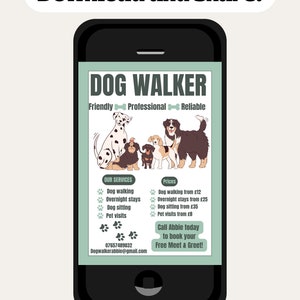 Printable Dog Walking Business Flyer Dog Sitting Flyer Dog Walker Pet ...