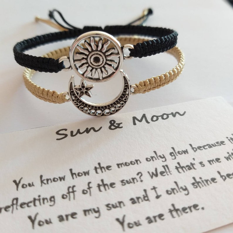 Couples Bracelet, Moon and Sun Bracelet, Love Bracelet, Set of 2 ...