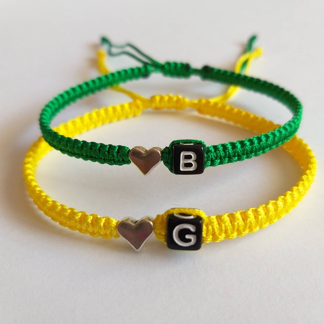 Set of Initials Bracelet, Couples Bracelet, Knotted Bracelet ...