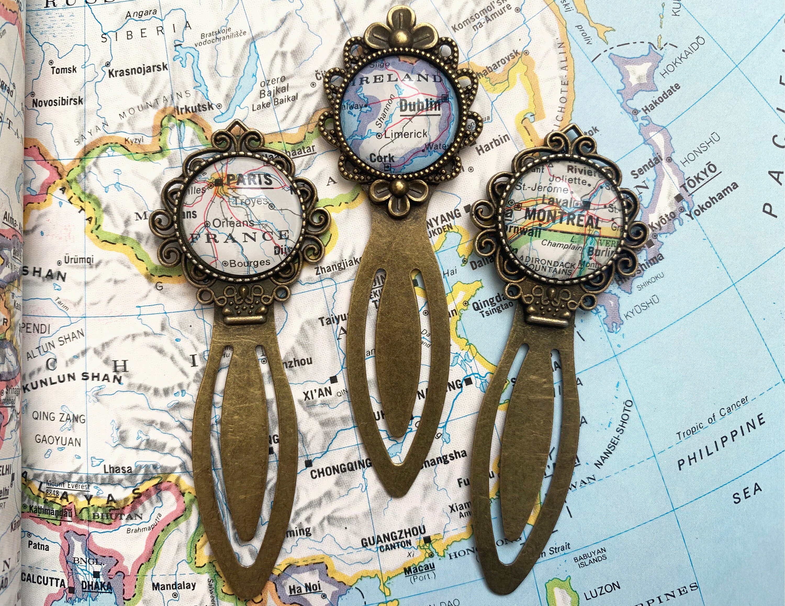 Map City Bookmark Vintage Map Custom Location Bookmark You - Etsy