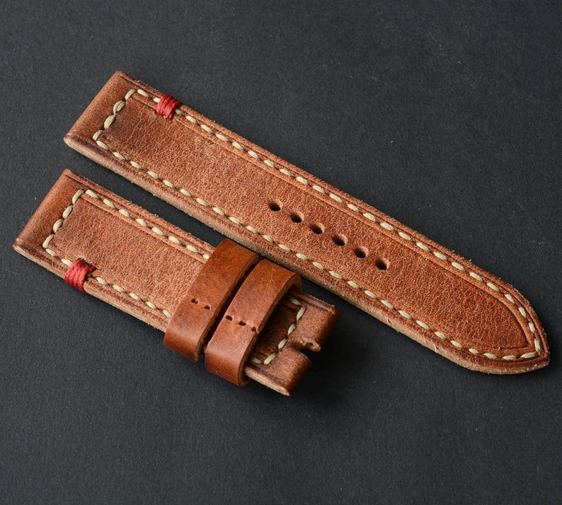 24x24mm orange vintage genuine leather watch strap panerai | Etsy