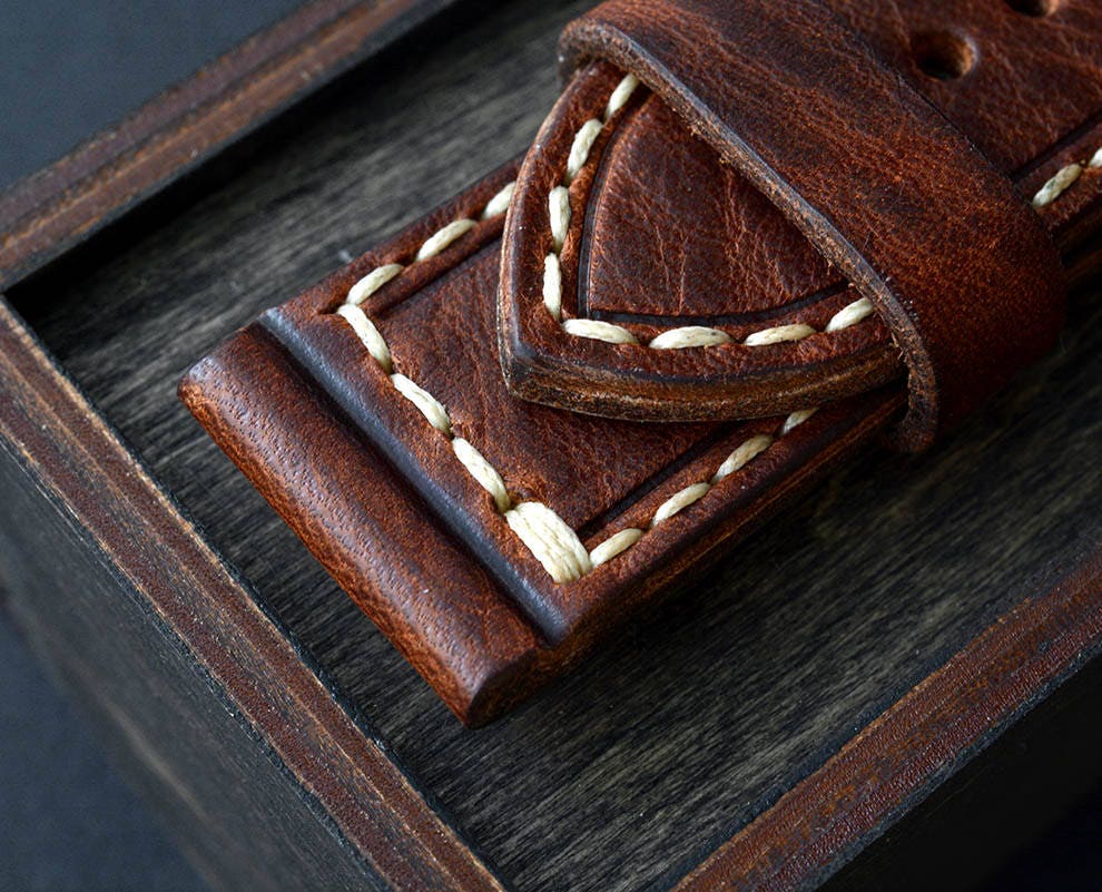 Brown genuine leather replacement watch strap for panerai and | Etsy