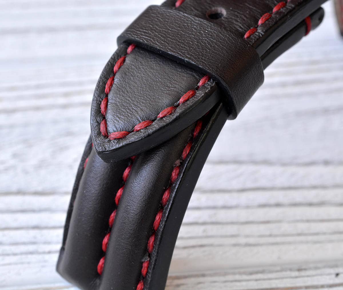 Heavy Leather Black Watch Strap Handmade for Custom Order. | Etsy