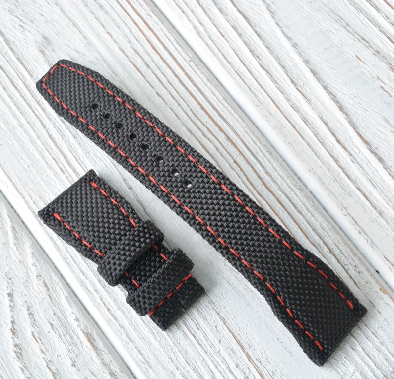 Handmade Nylon Canvas Watch Strap, Custom Leather IWC Big Pilot Style ...