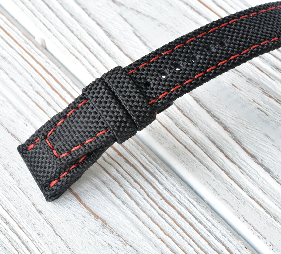 Handmade Nylon Canvas Watch Strap, Custom Leather IWC Big Pilot Style ...