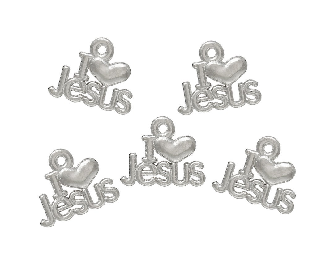 I Love Jesus Charms - Small Positive Message Charms - Silver Religious ...