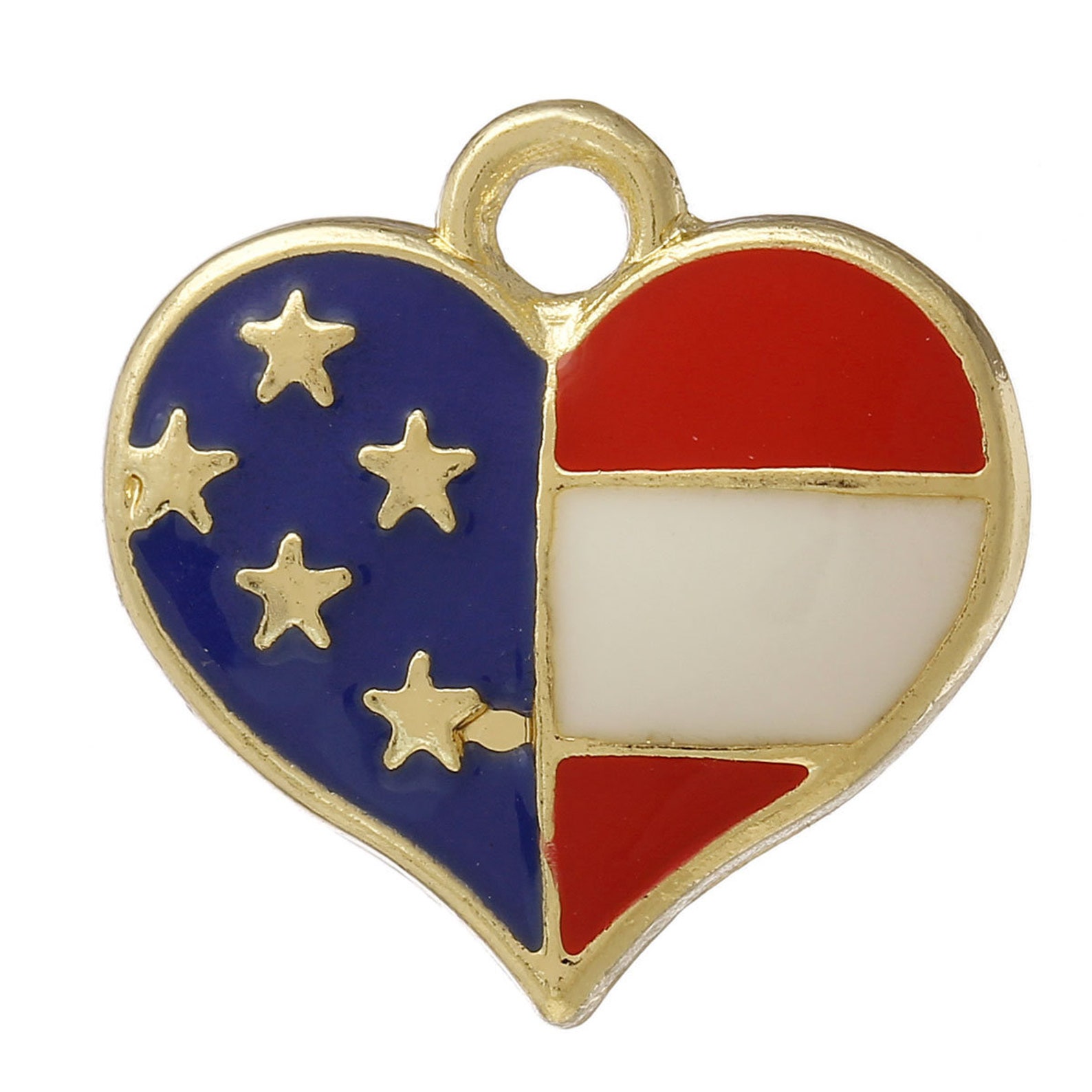 Gold-plated and Enamel US Flag Charms, 4th of July Jewelry Making ...