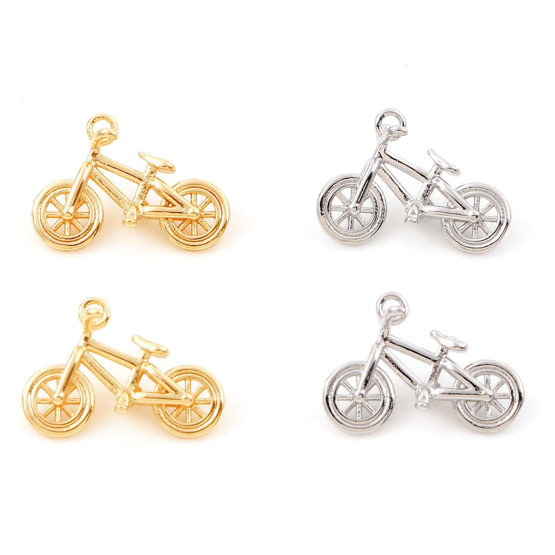 2pc Pkgs 3D Bicycle Charms Bike Charms Sports Charms Silver Bicycle ...