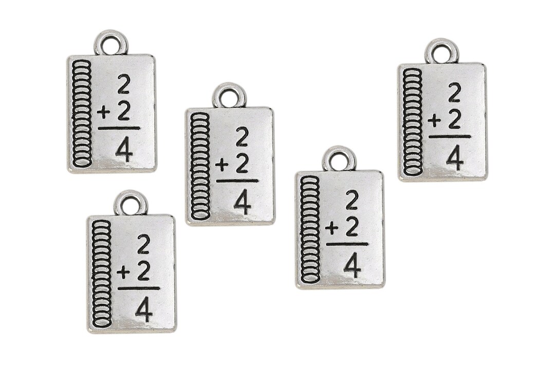 Silver Math Book Charms - Bulk Book Charms - School Charms - Teacher ...