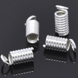 50pc Pkgs Bulk Silver Plated Cord Coil Spring Ends Cord Spring Ends ...